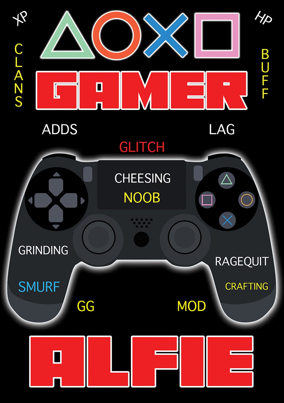 Personalised Bespoke Name Computer Console Gaming Poster With Gaming ...
