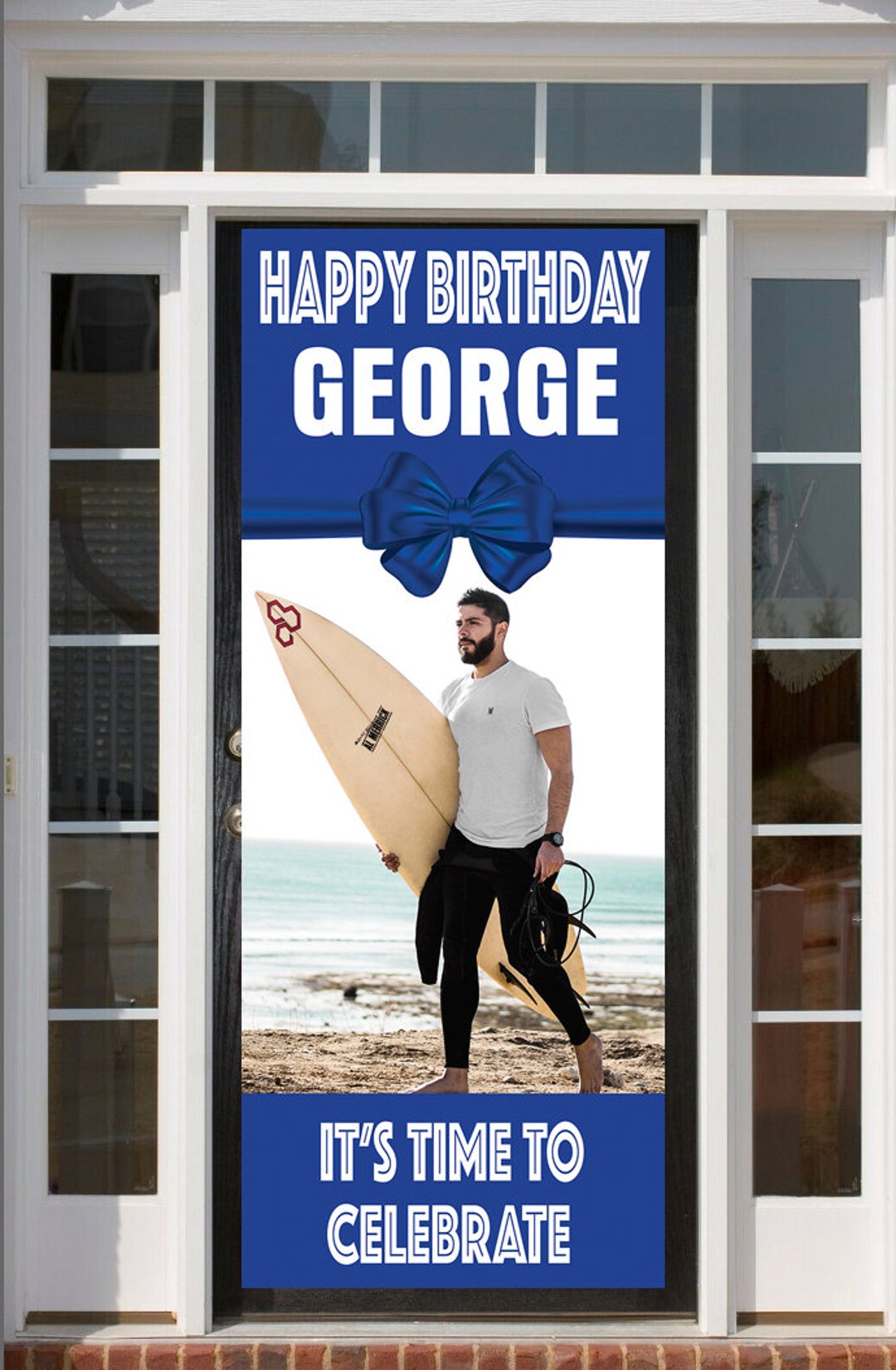 Personalised Blue Name Photo Any Age Text Bespoke Personalised Door ...