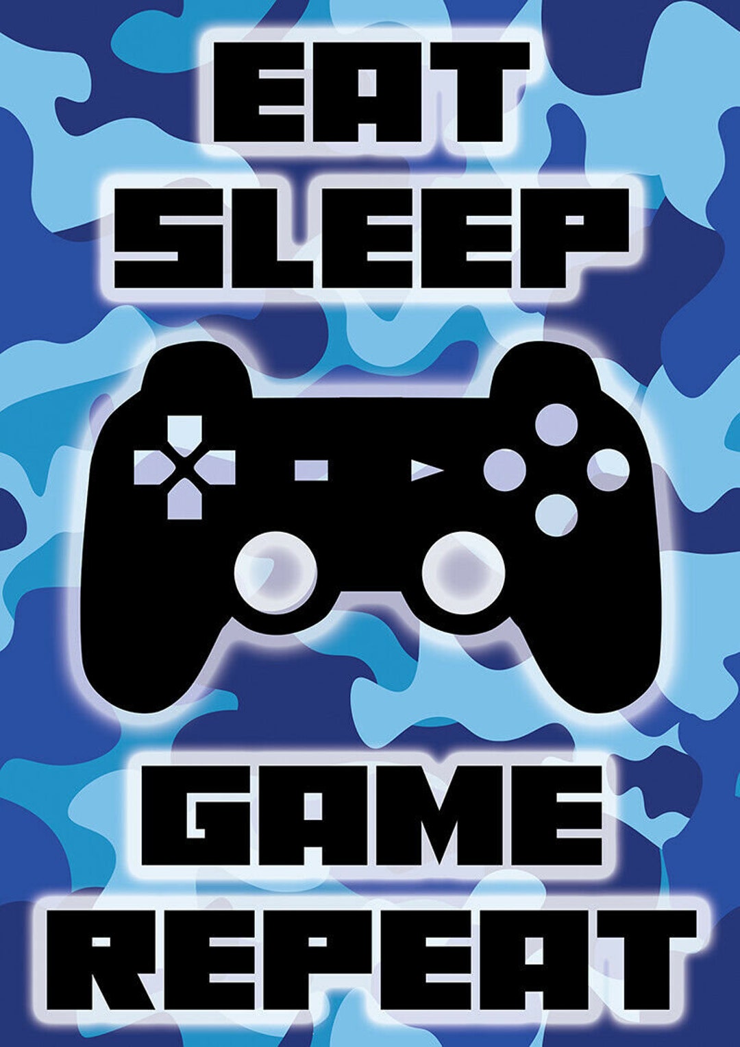 Eat Sleep Game Repeat Computer Console Gaming Poster With Gaming Terms ...