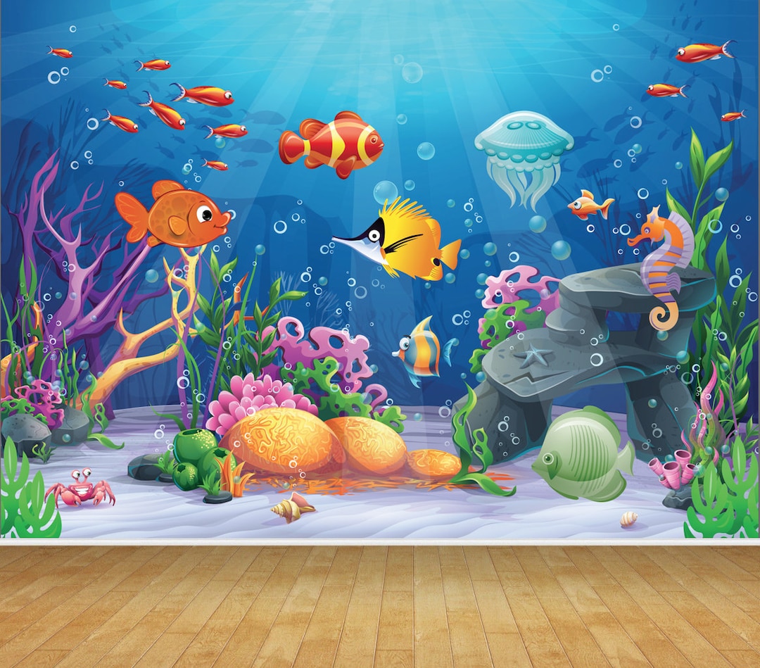 Underwater Sea Fish Ocean Animated Kids Wallpaper Mural Bedroom ...