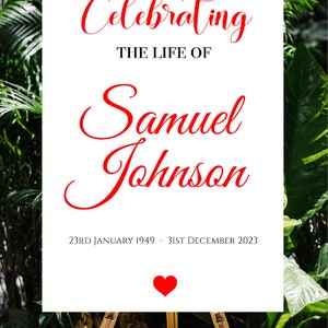 Welcome to the Funeral Celebration of Life Wake Memorial Personalised ...