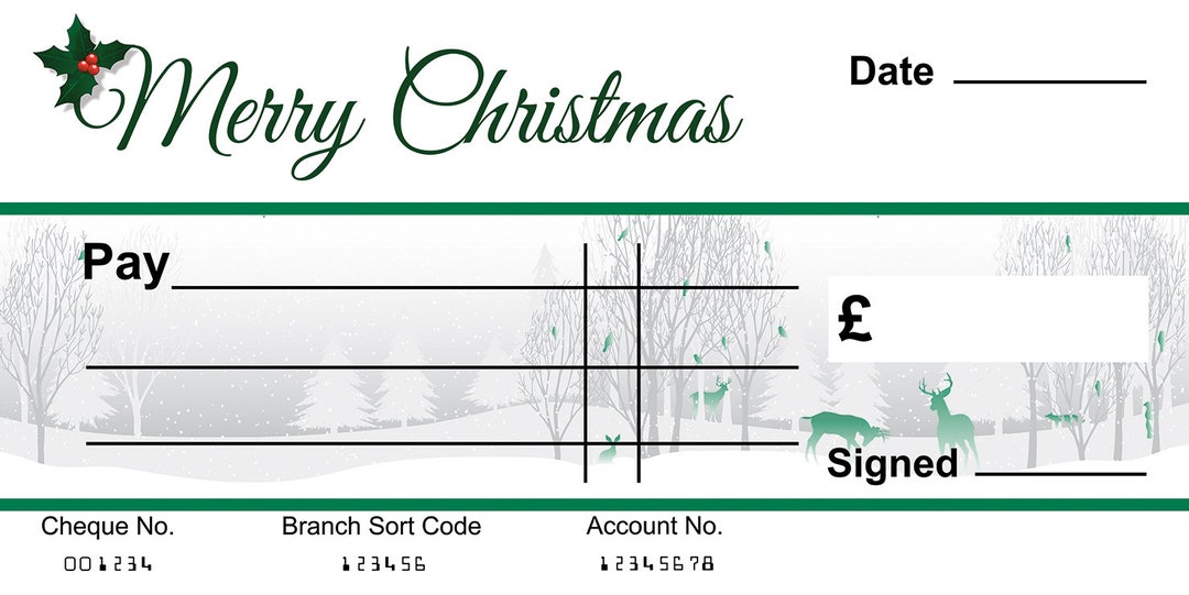 EXTRA Large Giant BLANK Cheque Happy Christmas Gift of Money Present Re ...