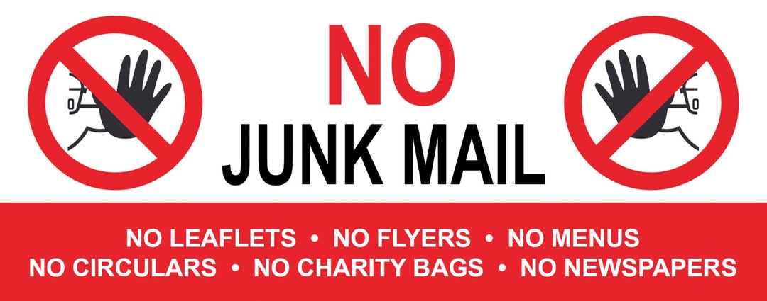 Warning Notice Sign No Junk Mail Flyers Leaflets Door Letterbox Window ...