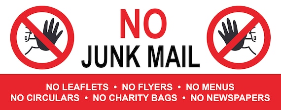 Warning Notice Sign No Junk Mail Flyers Leaflets Door - Etsy Canada