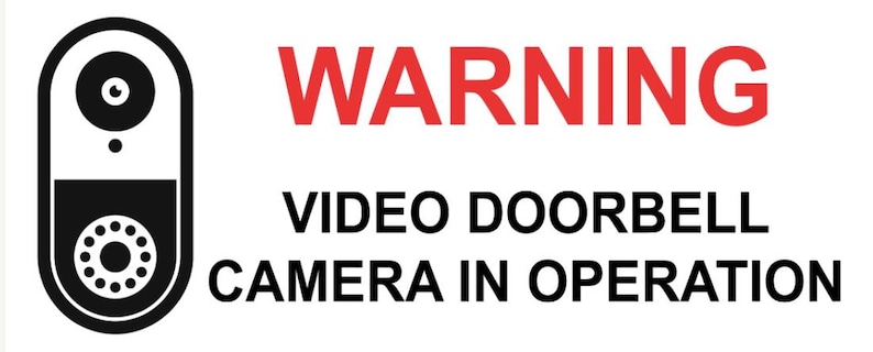 Warning Video Doorbell Door Bell Camera in Operation Sign Door Window ...