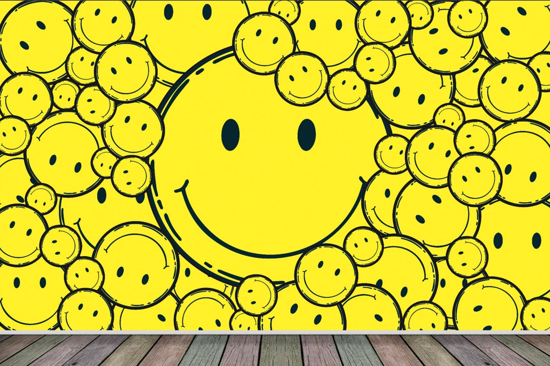 Smiley Smile Happy Faces Face Wallpaper Mural Bedroom Bedroom Games ...