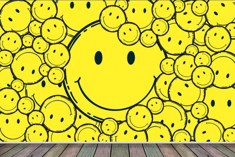 Smiley Smile Happy Faces Face Wallpaper Mural Bedroom Bedroom Games ...