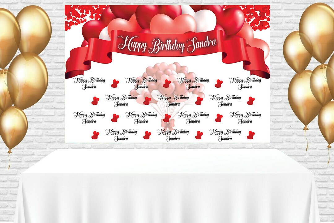 Happy Birthday Step Repeat Red Heart Themed Personalised Name Poster ...
