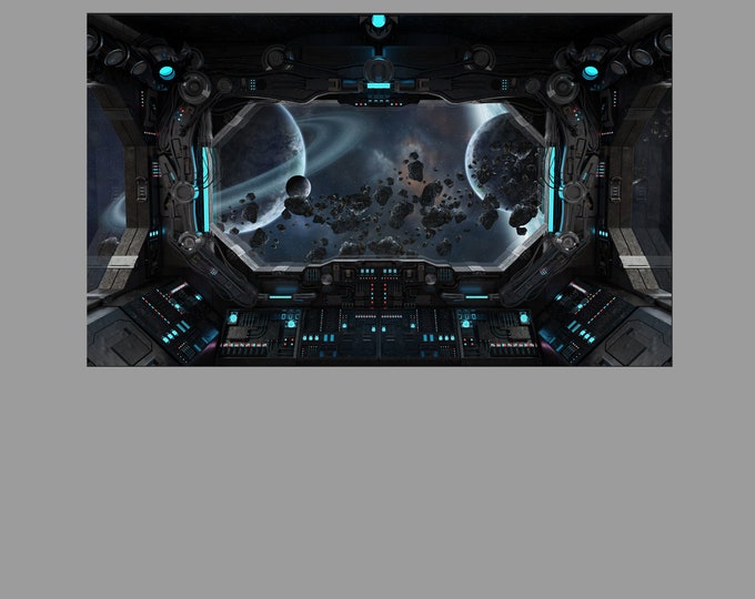 Spaceship Cockpit Outer Space View From Window Wall Self Adhesive ...