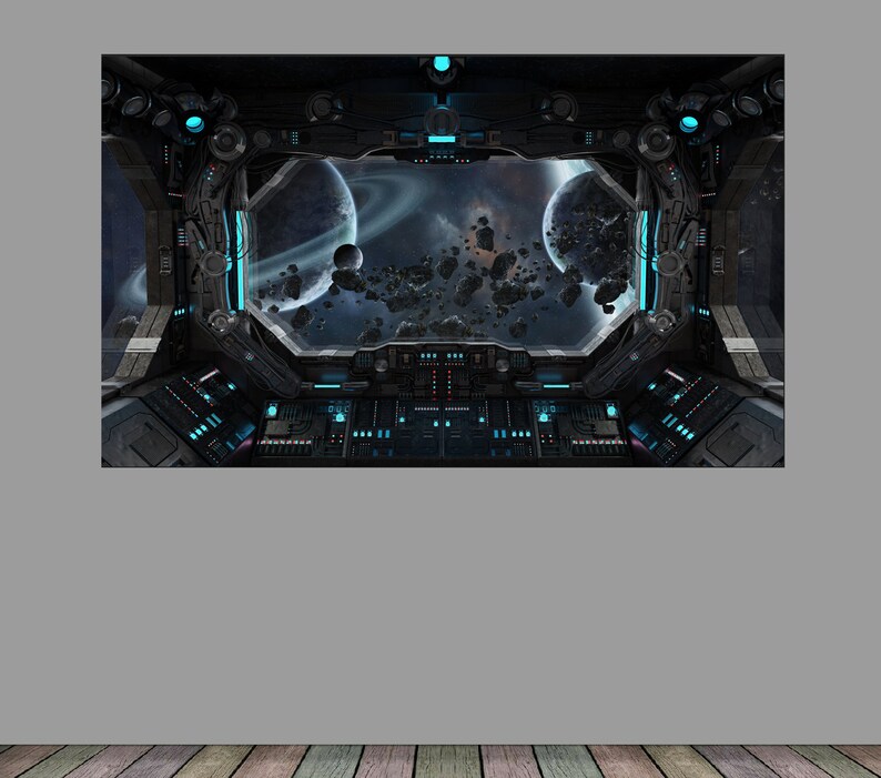 Spaceship Cockpit Outer Space View From Window Wall Self Adhesive ...