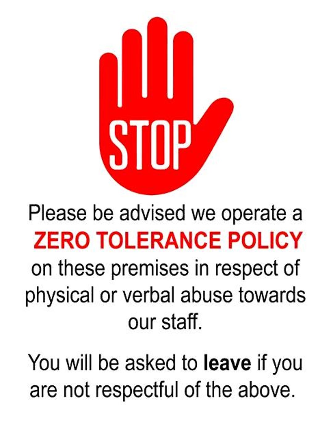 Warning Polite Notice Business Sign Signage Self Adhesive Sticker Decal ...