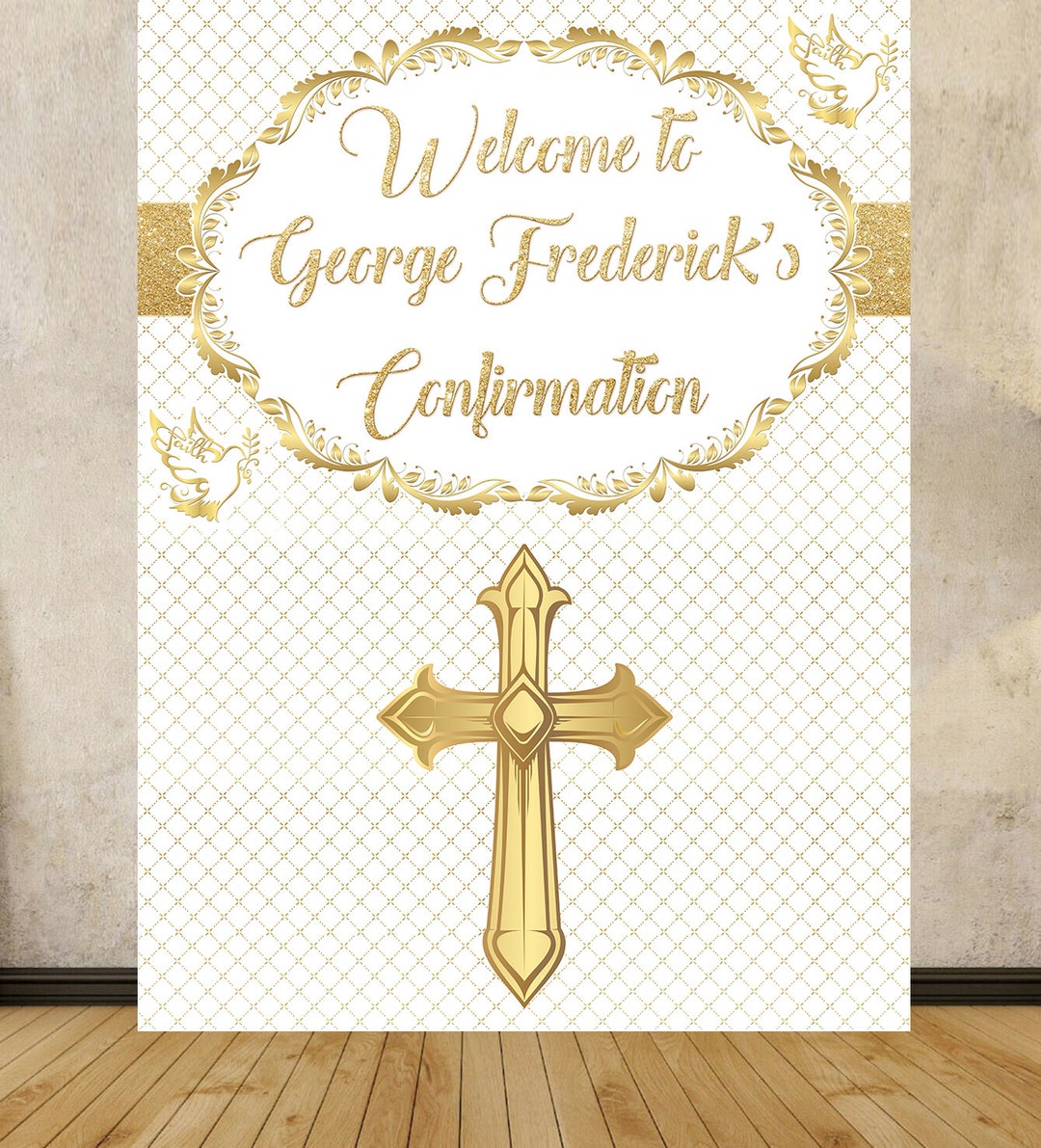 Christening Confirmation Baptism LARGE Party Backdrop 1.5m Wide X 2m ...