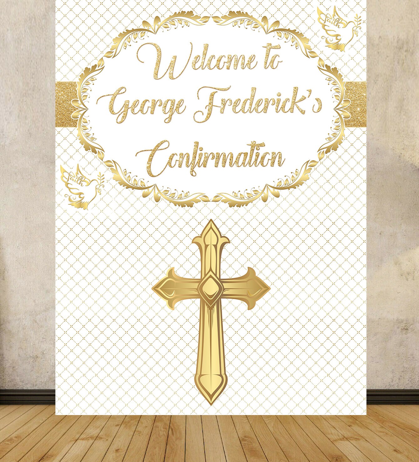 Christening Confirmation Baptism LARGE Party Backdrop 1.5m Wide X 2m ...