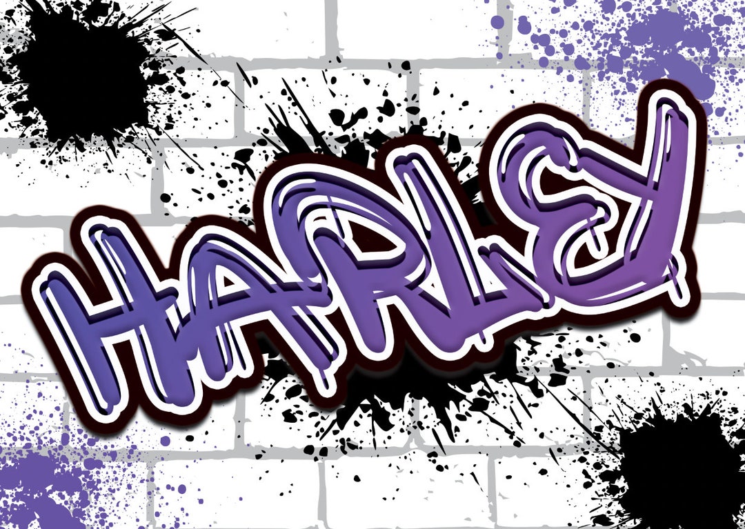 Personalised Any Bespoke Name Tag Graffiti Effect Brick Wall Poster ...