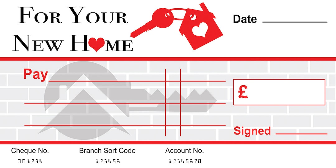 EXTRA Large Giant BLANK Cheque Birthday New Home House Fund Deposit ...