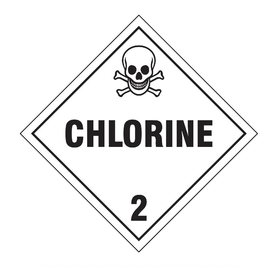 Chlorine 2 White Black Health & Safety Warning Adhesive Gloss Sticker ...