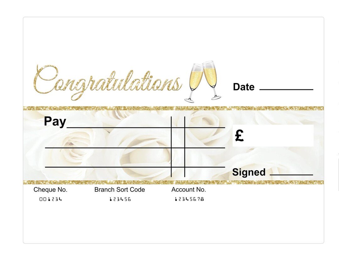 Large Giant BLANK Cheque Congratulations Gift of Money Present Reusable ...