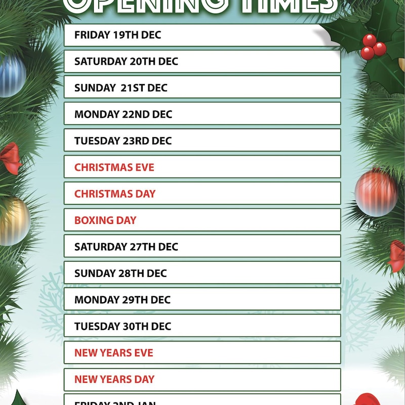 Christmas Shop Opening Hours Poster - Etsy UK