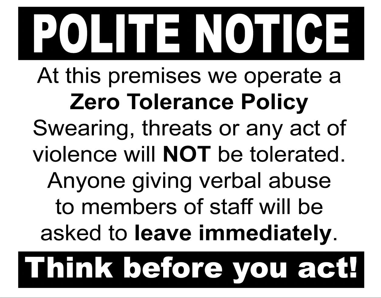 Warning Polite Notice Business Sign Signage Self Adhesive Sticker Decal ...
