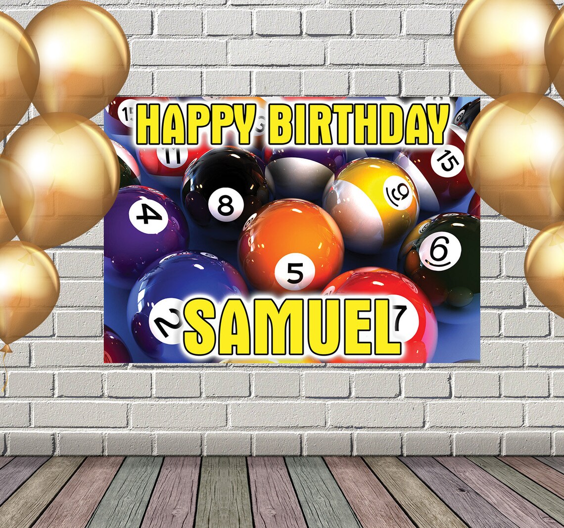 2 Sizes A0 & A1 Pool Billiards Balls Theme Personalised Name Poster ...