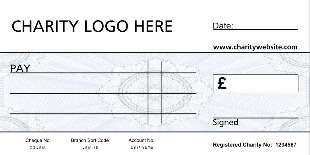 EXTRA Large Giant BLANK Charity Cheque Personalised Bespoke Check ...
