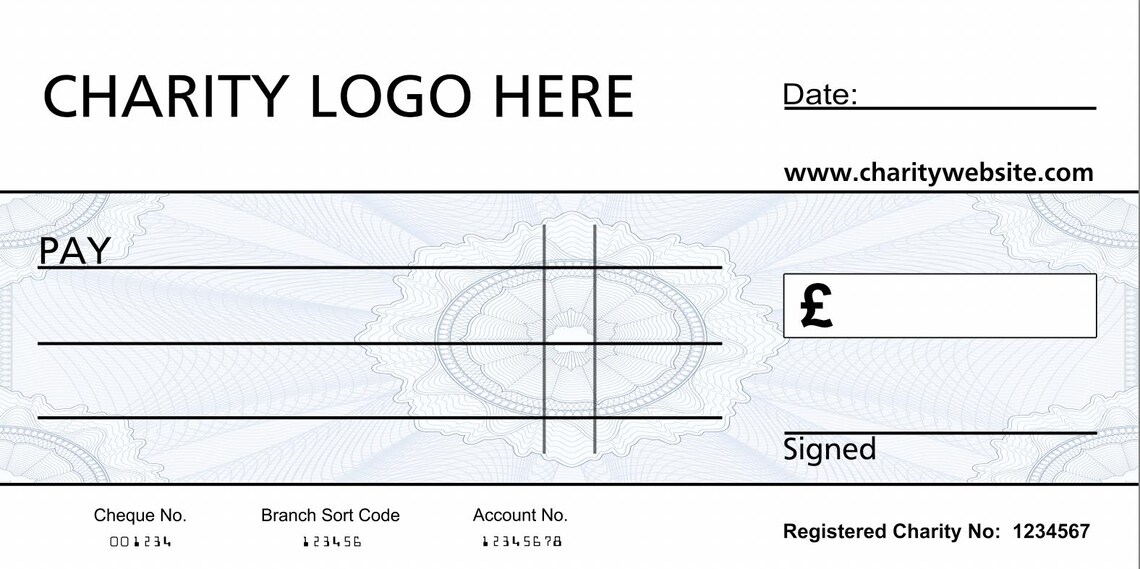 EXTRA Large Giant BLANK Charity Cheque Personalised Bespoke Check ...