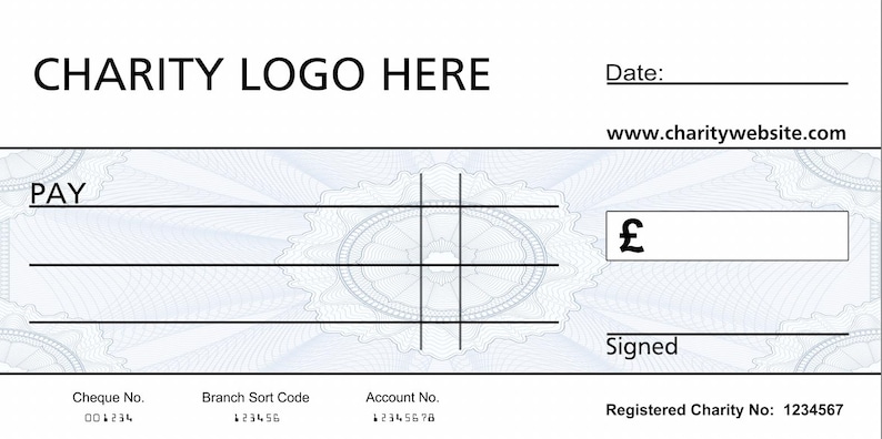 EXTRA Large Giant BLANK Charity Cheque Personalised Bespoke Check ...