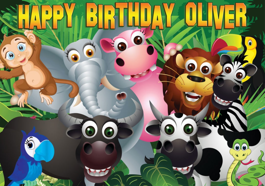 Large Jungle Animals Zoo Themed Birthday Celebration Event Party ...