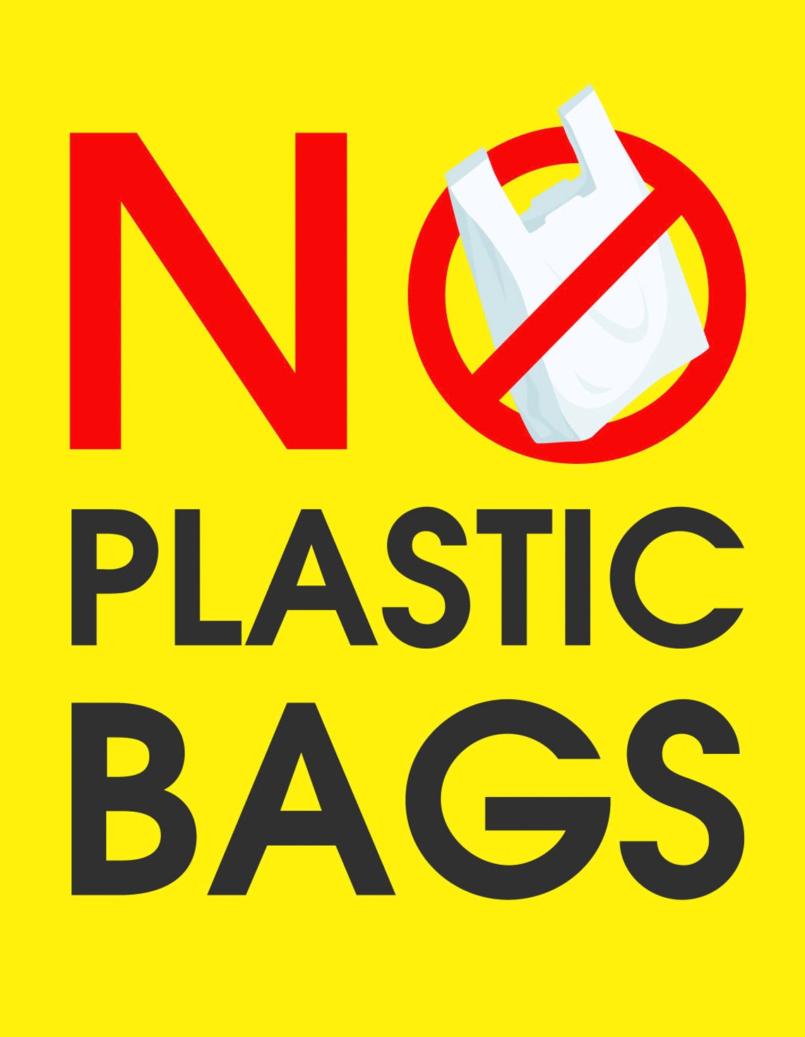 Red No Plastic Bags Bag Signage Warning Recycling Notice Business Sign ...