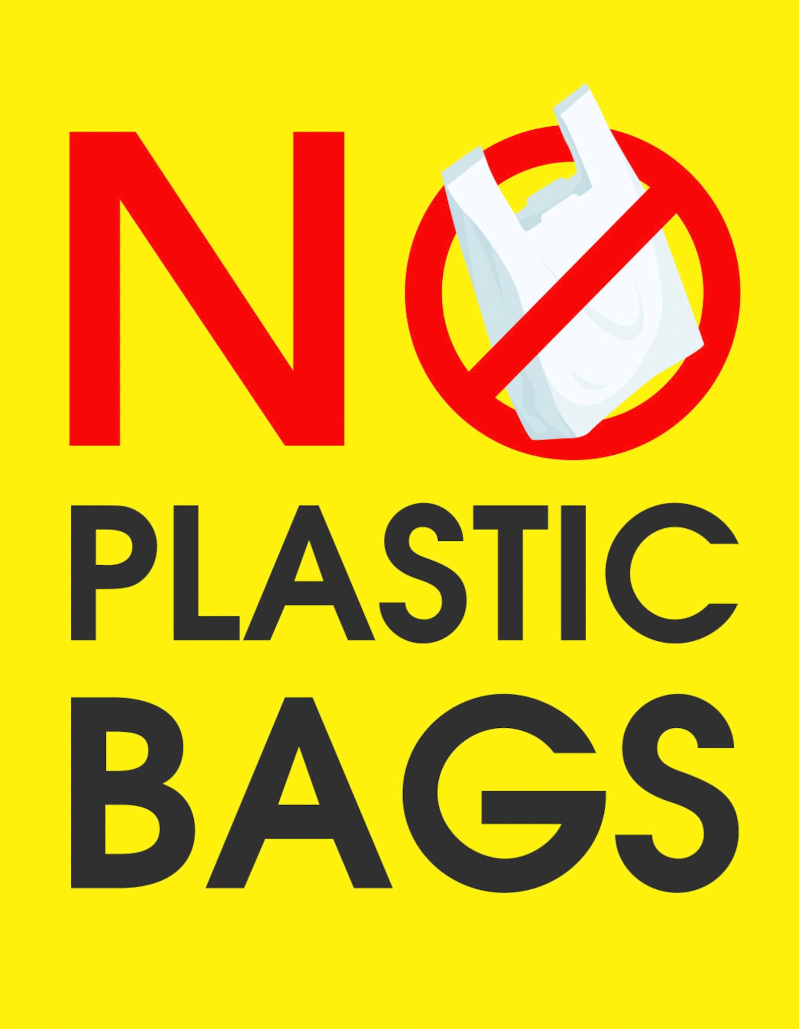 Red No Plastic Bags Bag Signage Warning Recycling Notice Business Sign ...