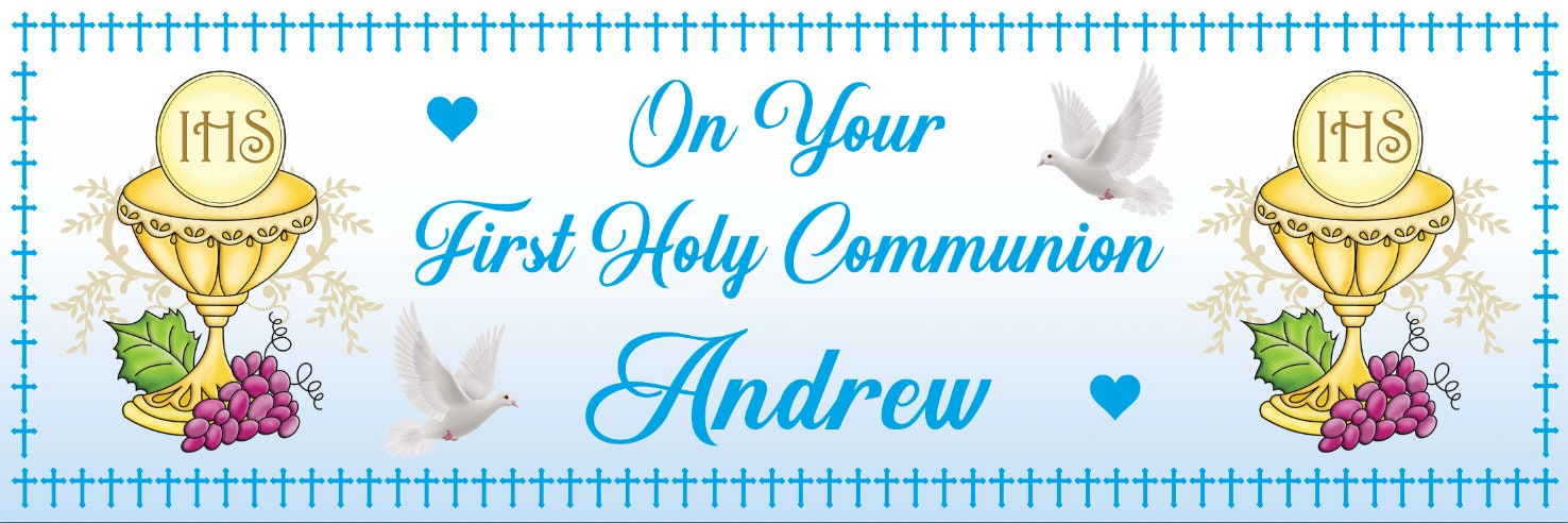 Personalised Bespoke Blue Holy Communion Confirmation Party Event ...