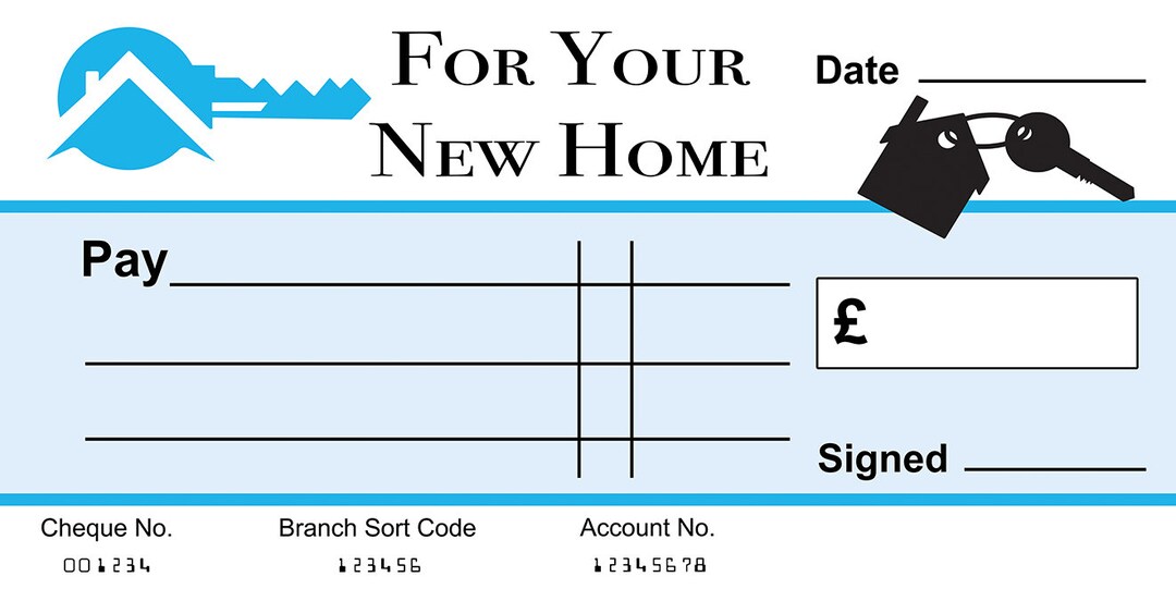 EXTRA Large Giant BLANK Cheque Birthday New Home House Fund Deposit ...