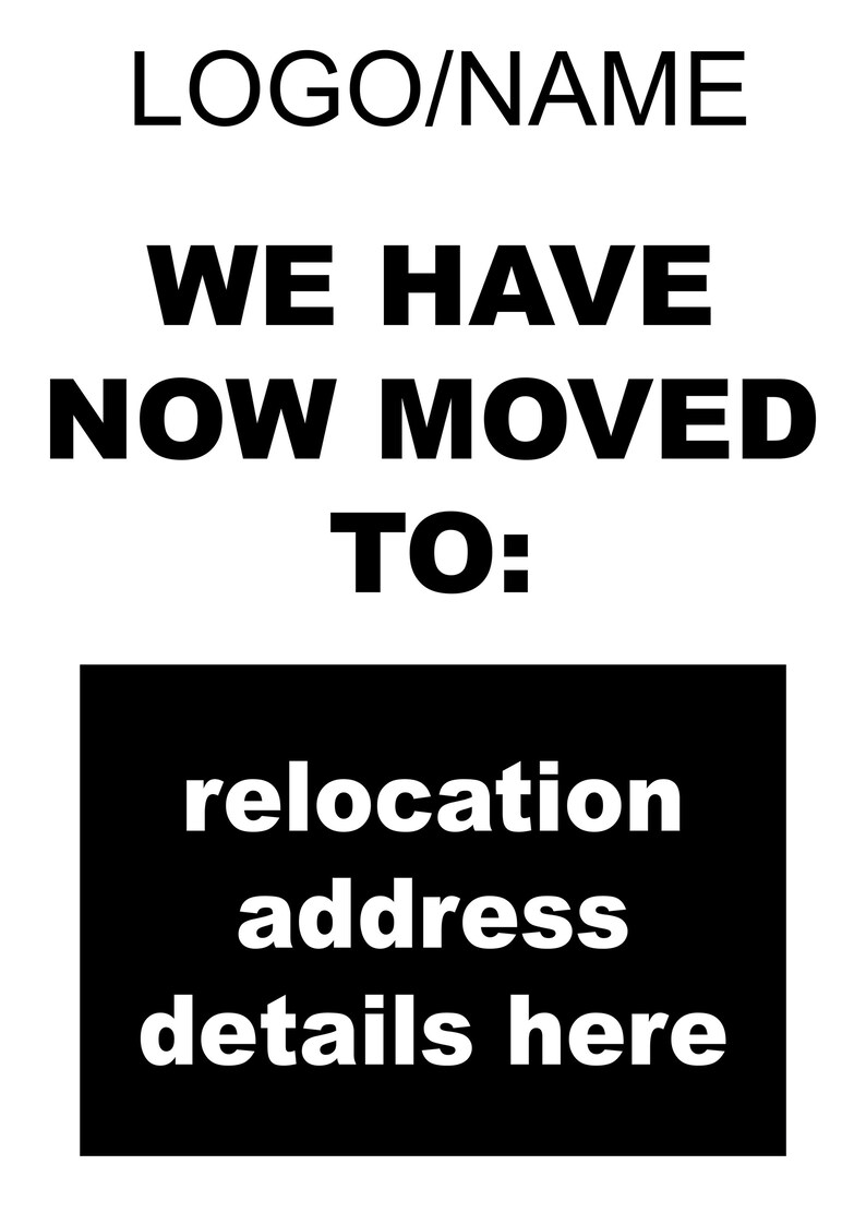 Poster We Have Moved Premises Address Business Shop Retail Advert ...