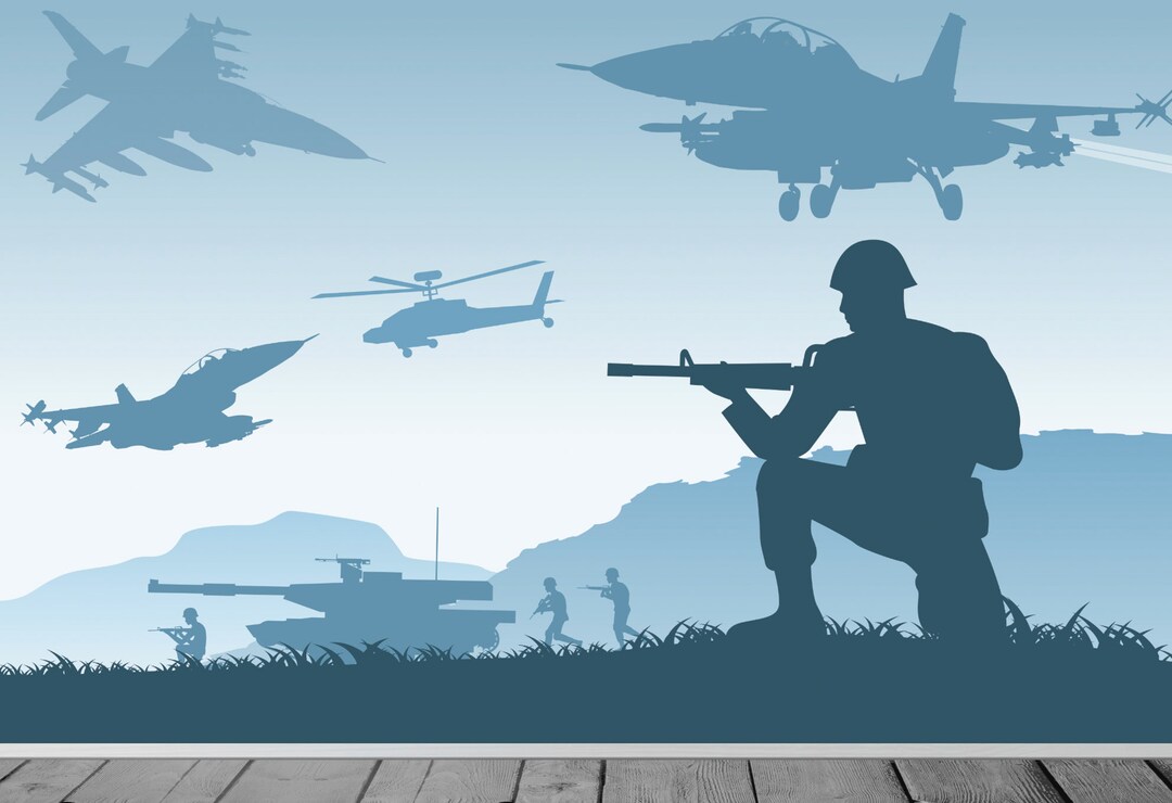 Army Soldier War Planes Gun Fighting Military Theme Wallpaper Mural ...