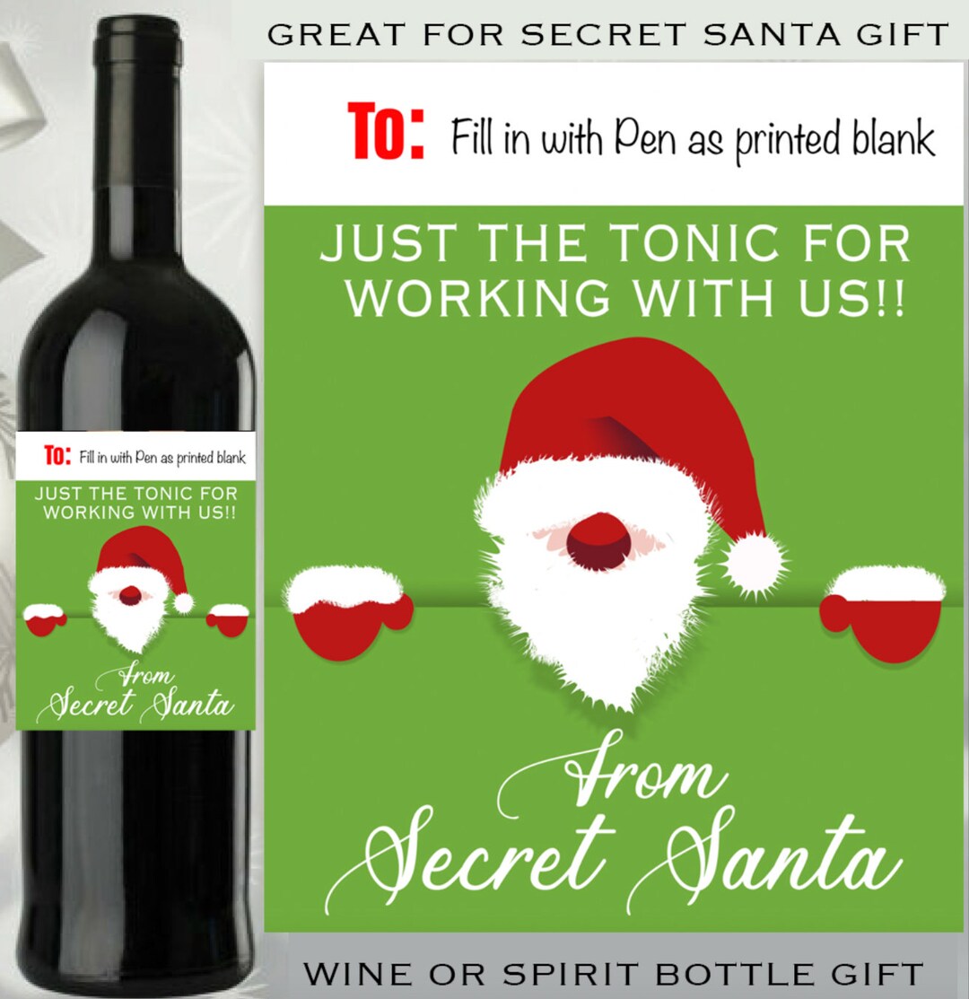 Secret Santa Gift Office Party for Wine Bottle or Other Alcohol Bottle ...
