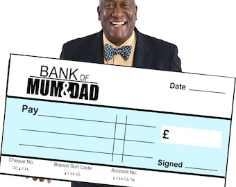 EXTRA Large Giant BLANK Cheque Bank of Mum & Dad Check Fun | Etsy