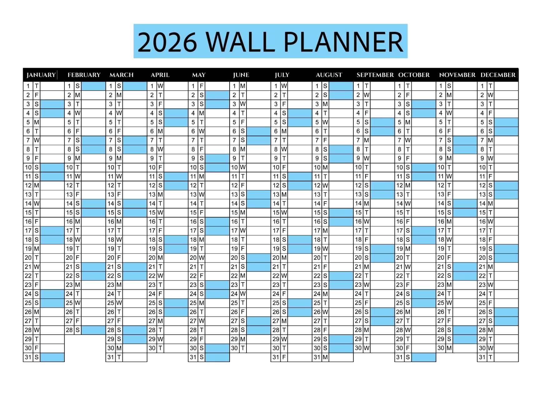 2026 Wall Planner Yearly Planner Printed Graphic High Quality Wall ...