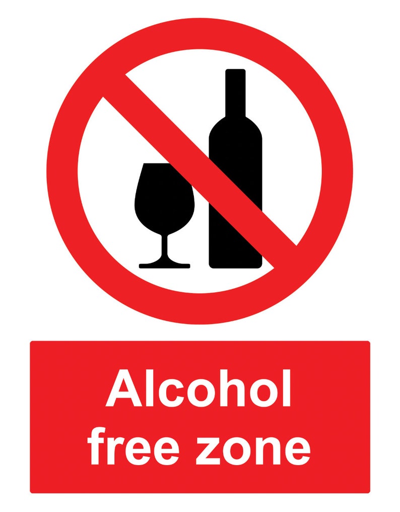 Warning Sign Signage Alcohol Free Zone No Alcohol Notice Decal Sticker ...