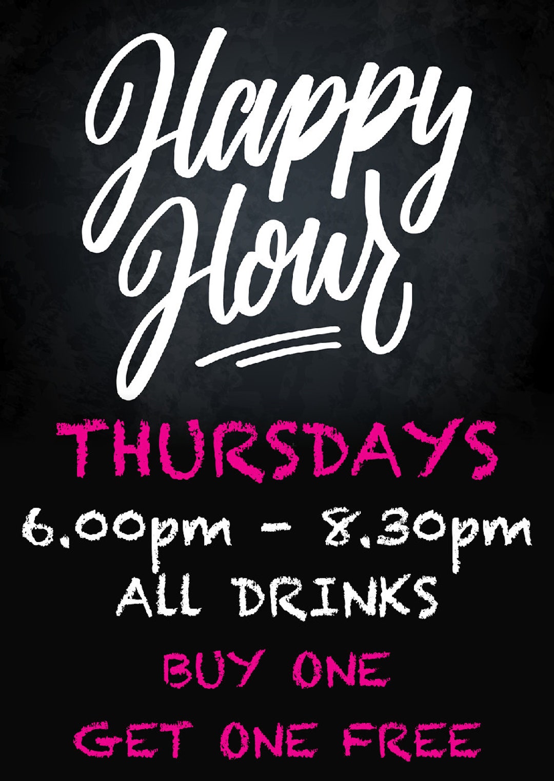 Bespoke Personalised Business Poster ANY Wording Text Added Happy Hour ...
