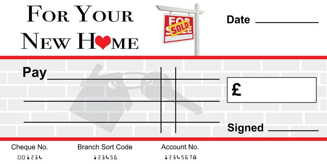 EXTRA Large Giant BLANK Cheque Birthday New Home House Fund Deposit ...