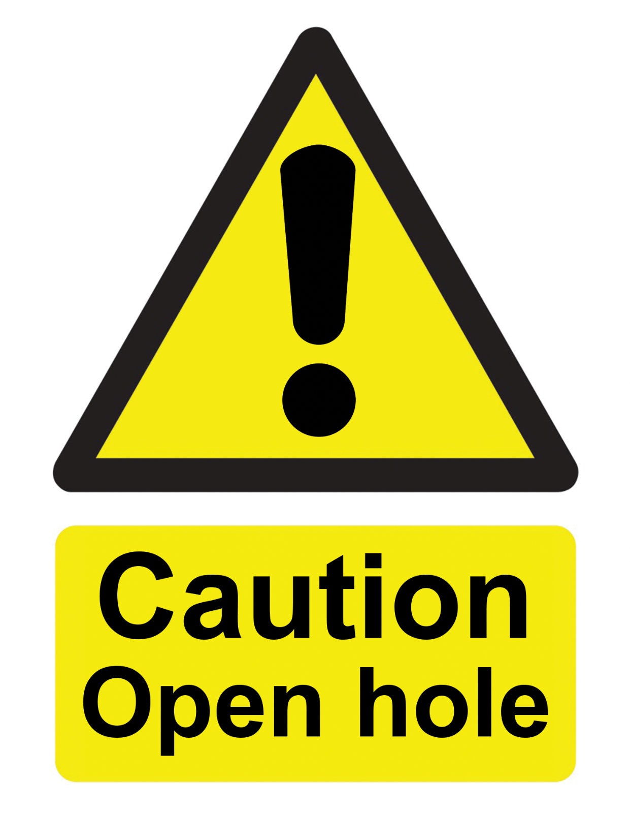 Danger Caution Open Hole Health Safety Warning Yellow Notice Sign Self ...