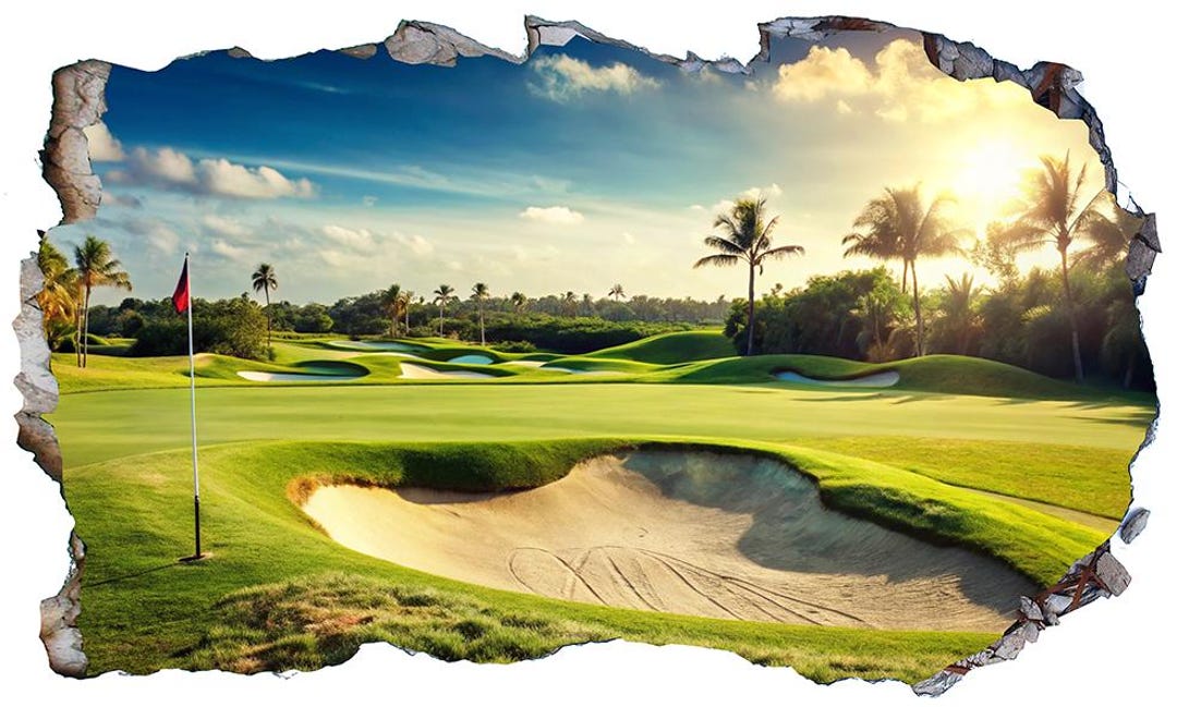 Golf Course Fairway Sand Bunker Tee Wall Smash Crack Art Self Adhesive ...
