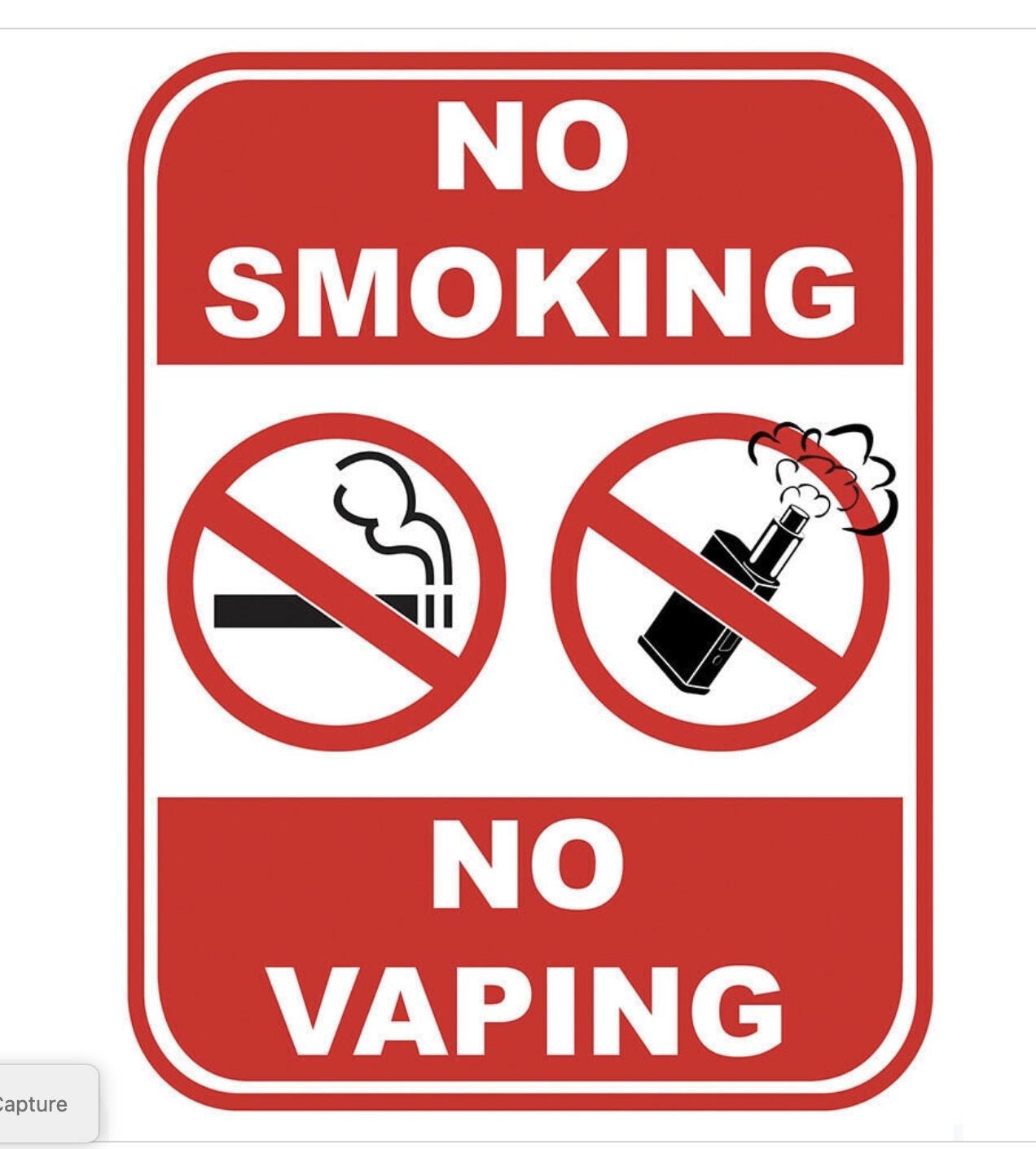 Señal de advertencia roja de prohibido fumar y no vapear, para negocios ...