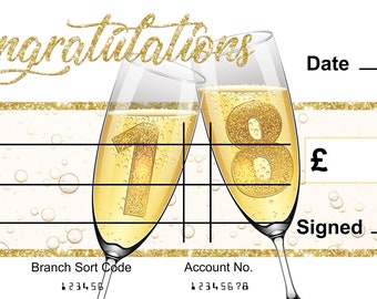 18th Birthday Cheque - Etsy UK