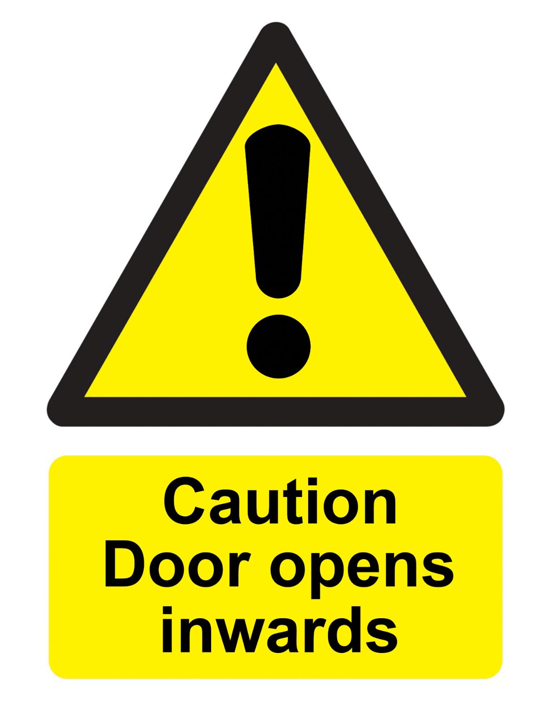Danger Door Opens Inwards Inward Automatic Door Yellow Warning Notice ...