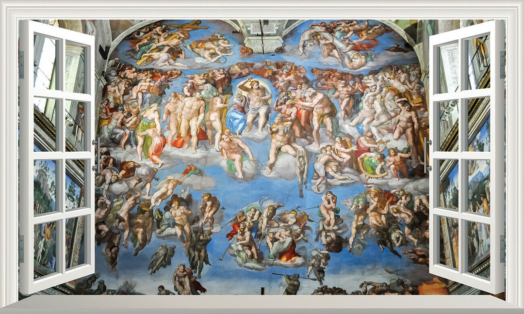 Sistine Chapel Vatican Ceiling Mural Magic Window Wall Art Self ...