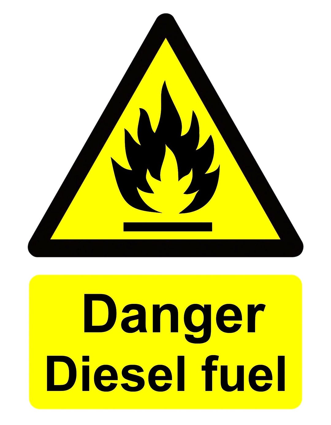 Danger Warning Diesel Fuel Yellow Warning Notice Sign Signage Self ...