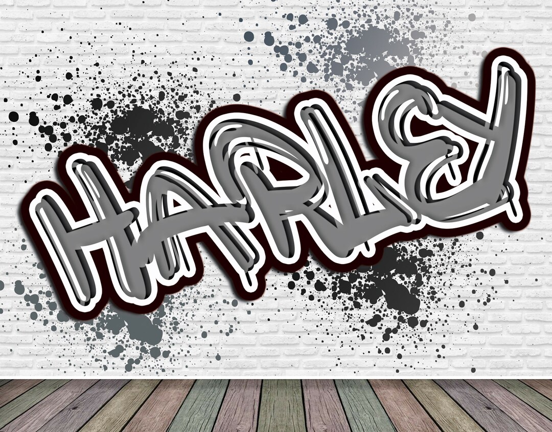 Bespoke Name Text Tag Graffiti Effect on White Brick Wall Wallpaper ...