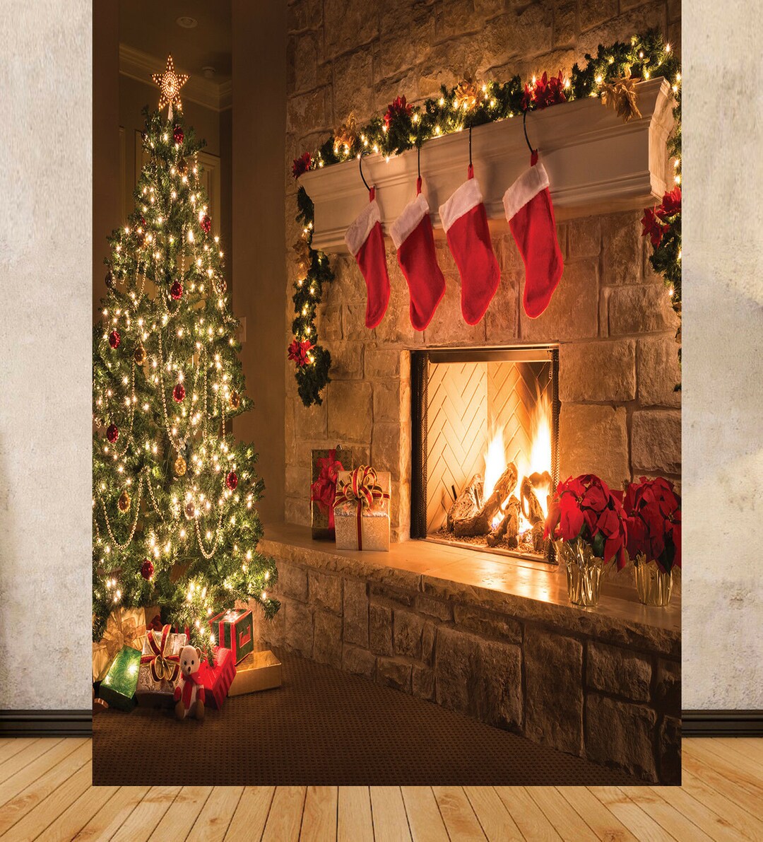 Santa Grotto Fireplace Christmas Reindeer Father Christmas Theme LARGE ...