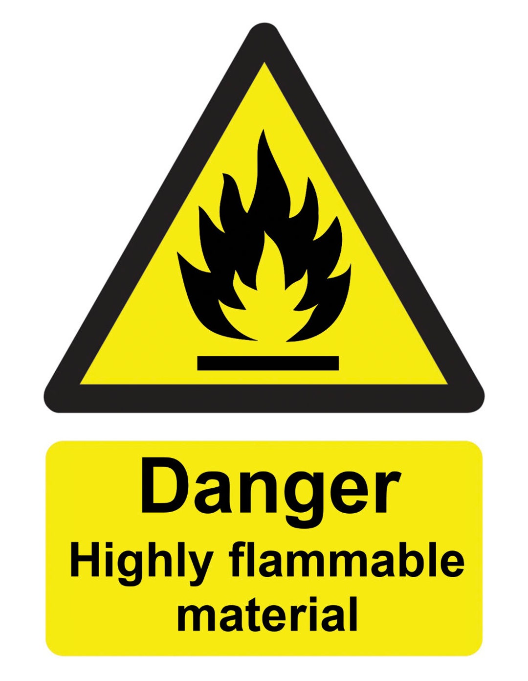 Señal de advertencia de peligro de material altamente inflamable ...